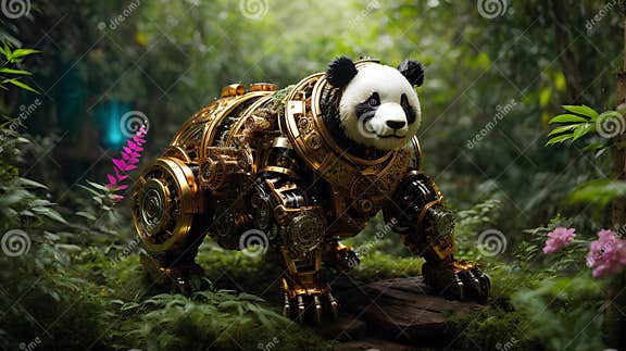 Detailed and Futuristic Mechanical Panda Stock Illustration ...
