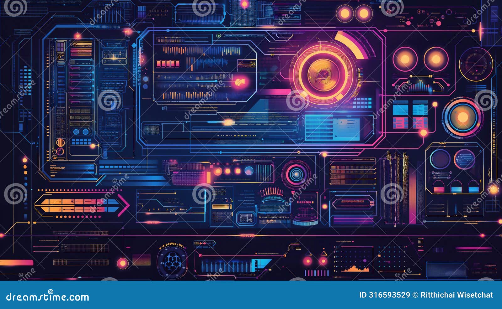 Detailed Futuristic Motherboard Design with Glowing Neon Circuits and ...