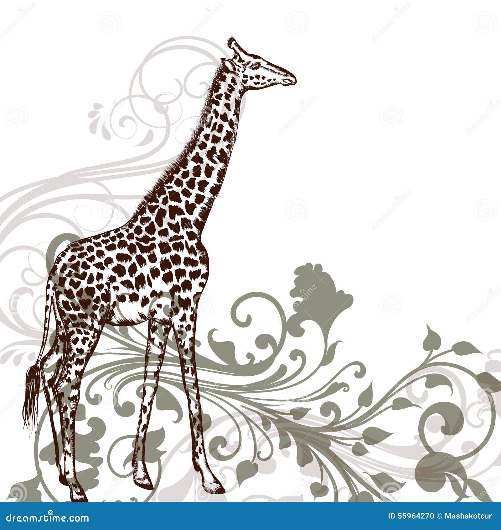 Detailed Giraffe Coloring Pages With Flattened Perspective Stock ...