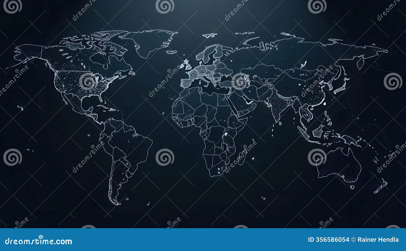 Detailed Global Map with Illuminated Borders and Countries Displayed ...