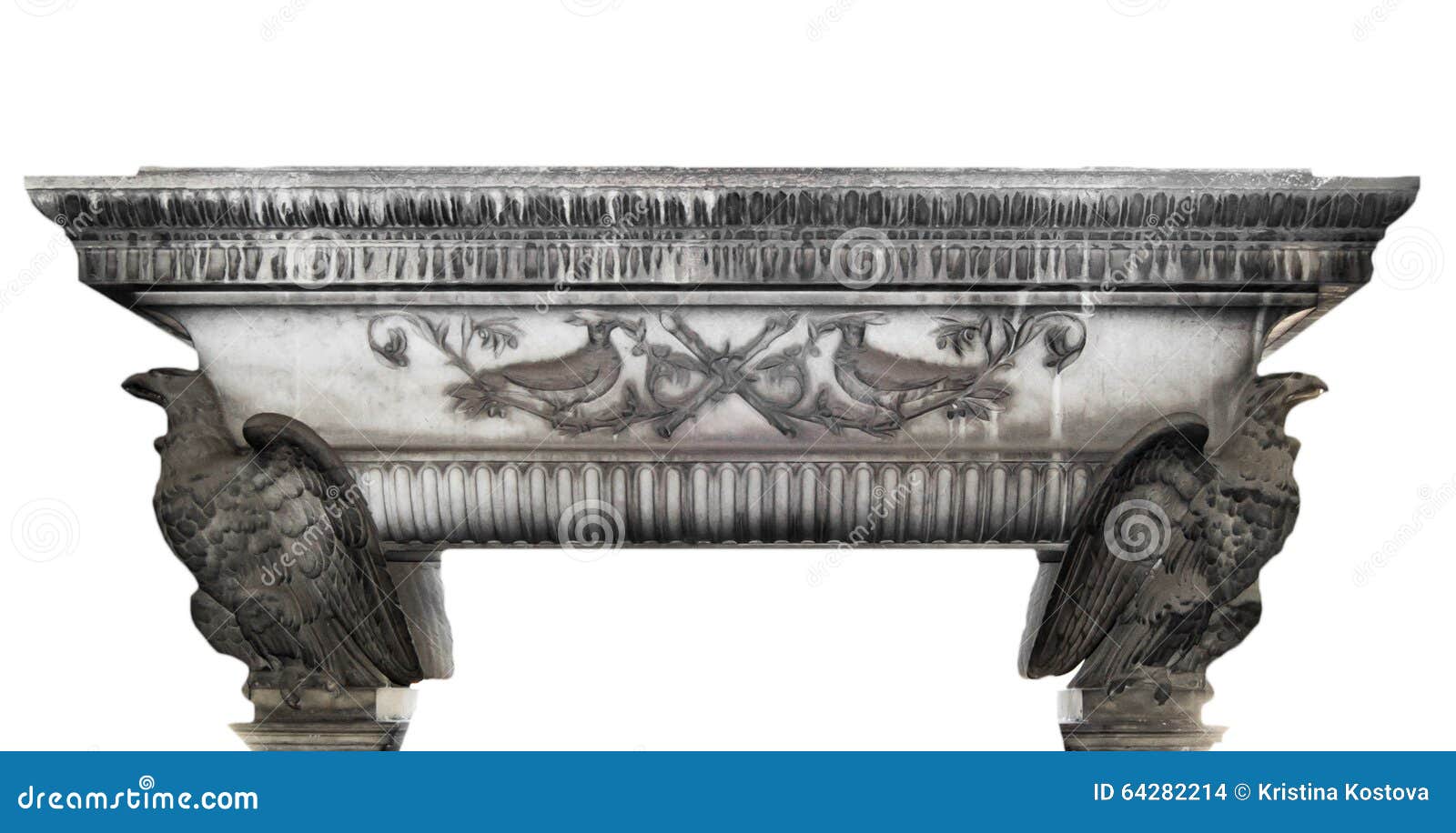 Detailed Grave with Decorations and Bird Elements Made of Stone on a ...