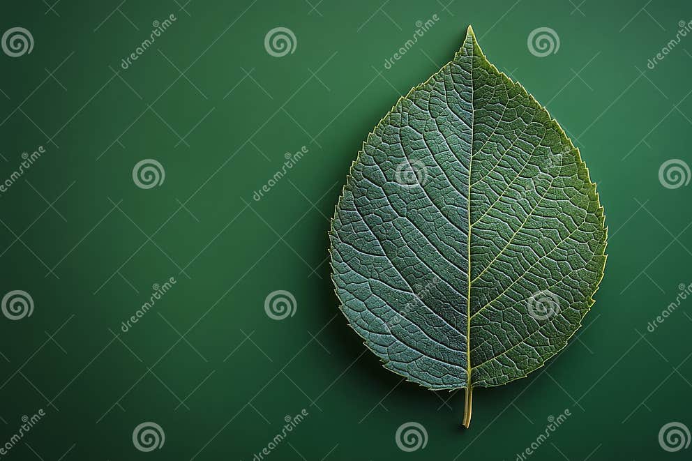 Detailed Green Leaf on a Smooth Green Background Showcasing Natural ...