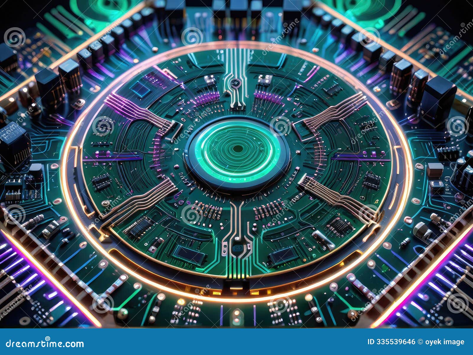 Green Eco Processor Symbol Icon Of Microprocessor Leaf Chipset Data ...