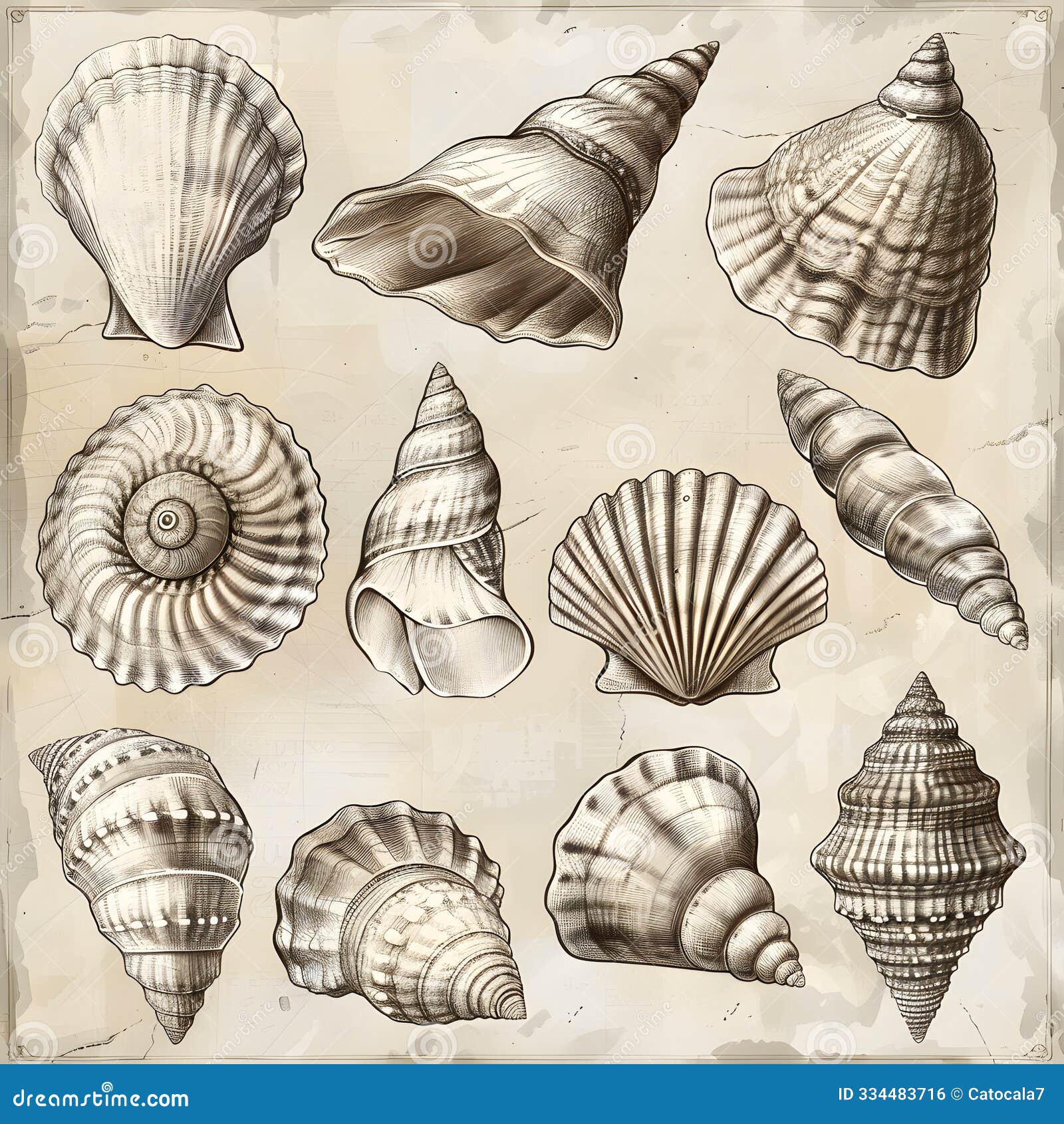 Detailed Guide Featuring Vintage Illustrations of Different Shells ...