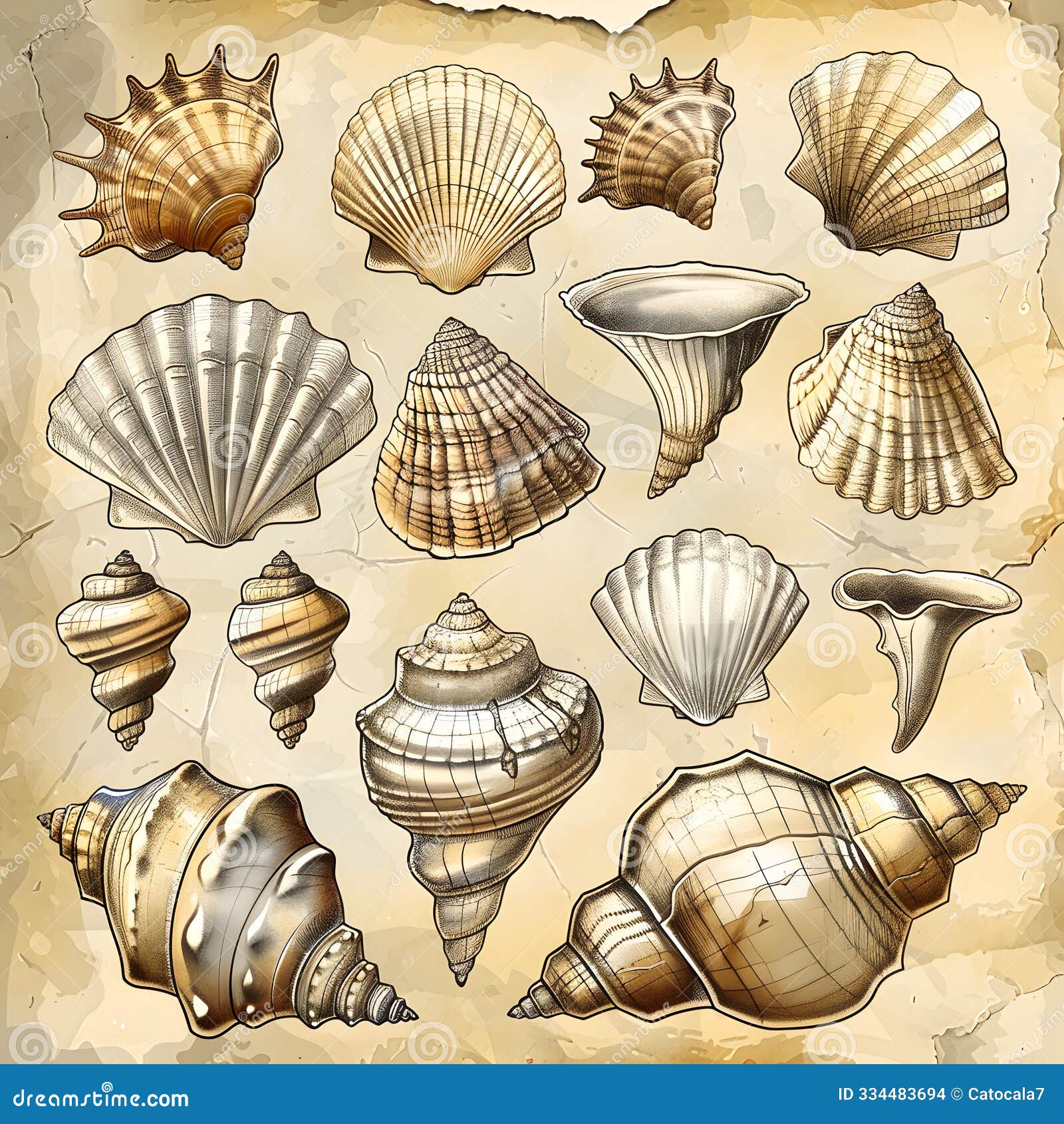 A Detailed Guide Featuring Vintage Illustrations of Different Shells ...