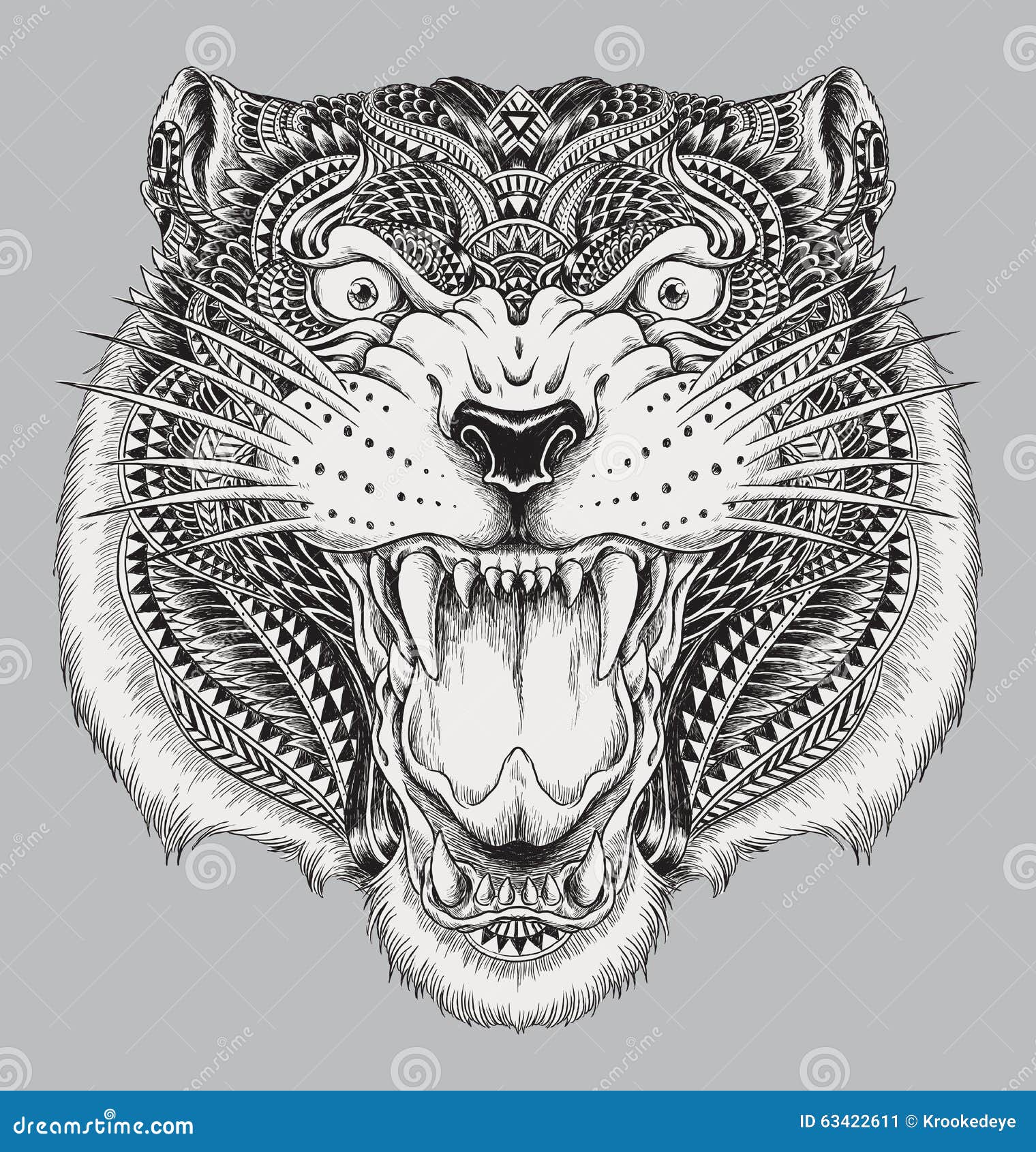 Detailed Hand Drawn Abstract Tiger Stock Vector - Illustration of ...