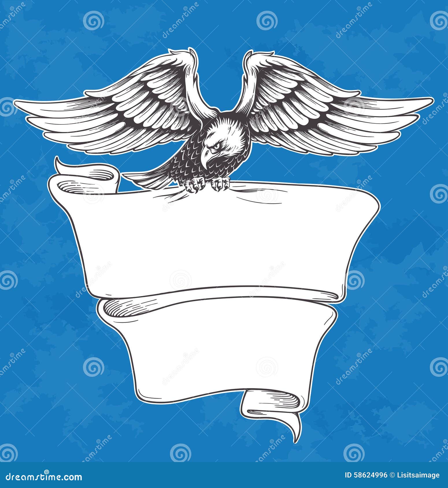 Detailed Hand Drawn Eagle Holding Ribbon Stock Vector - Illustration of ...