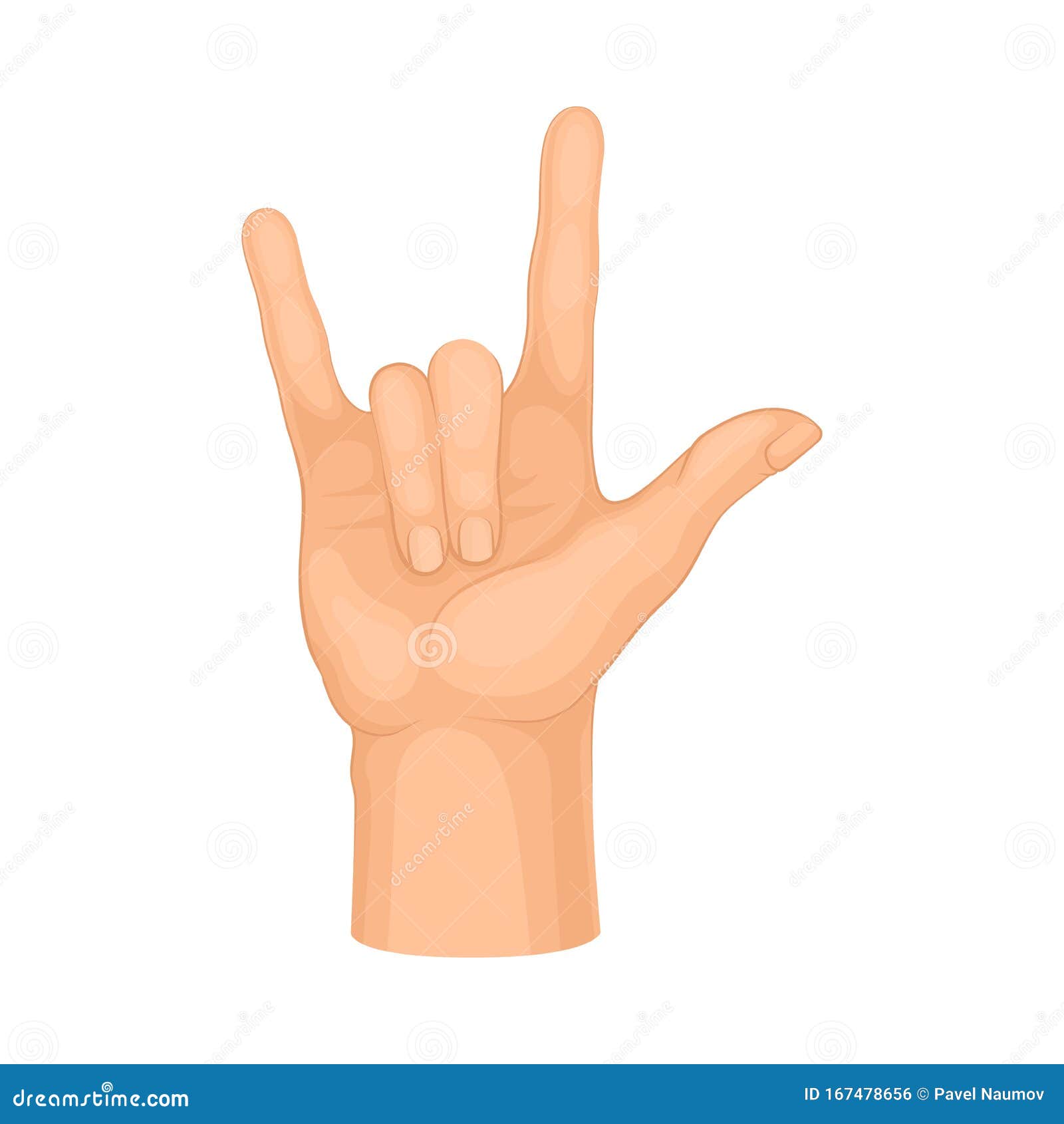 Detailed Hand Making Rock Gesture Isolated on White Background Vector ...