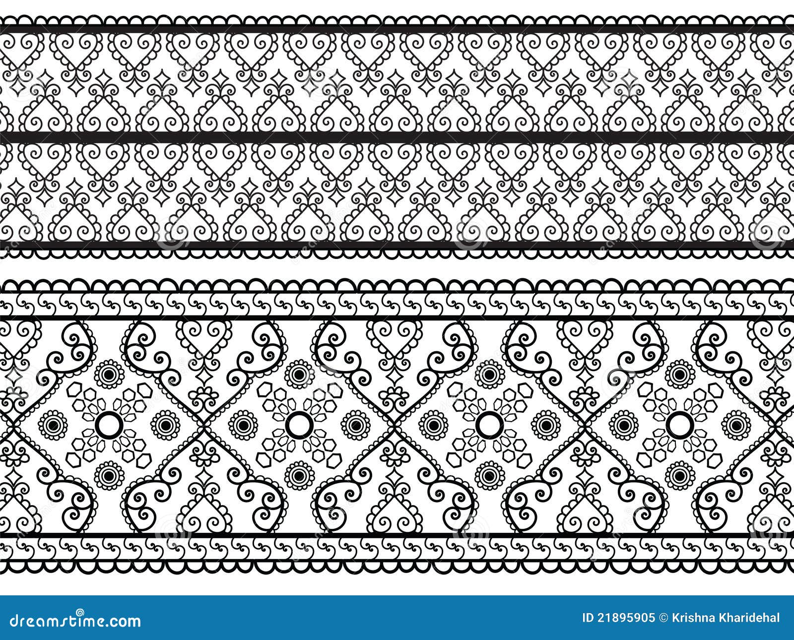 Detailed Henna Borders stock vector. Illustration of asia - 21895905