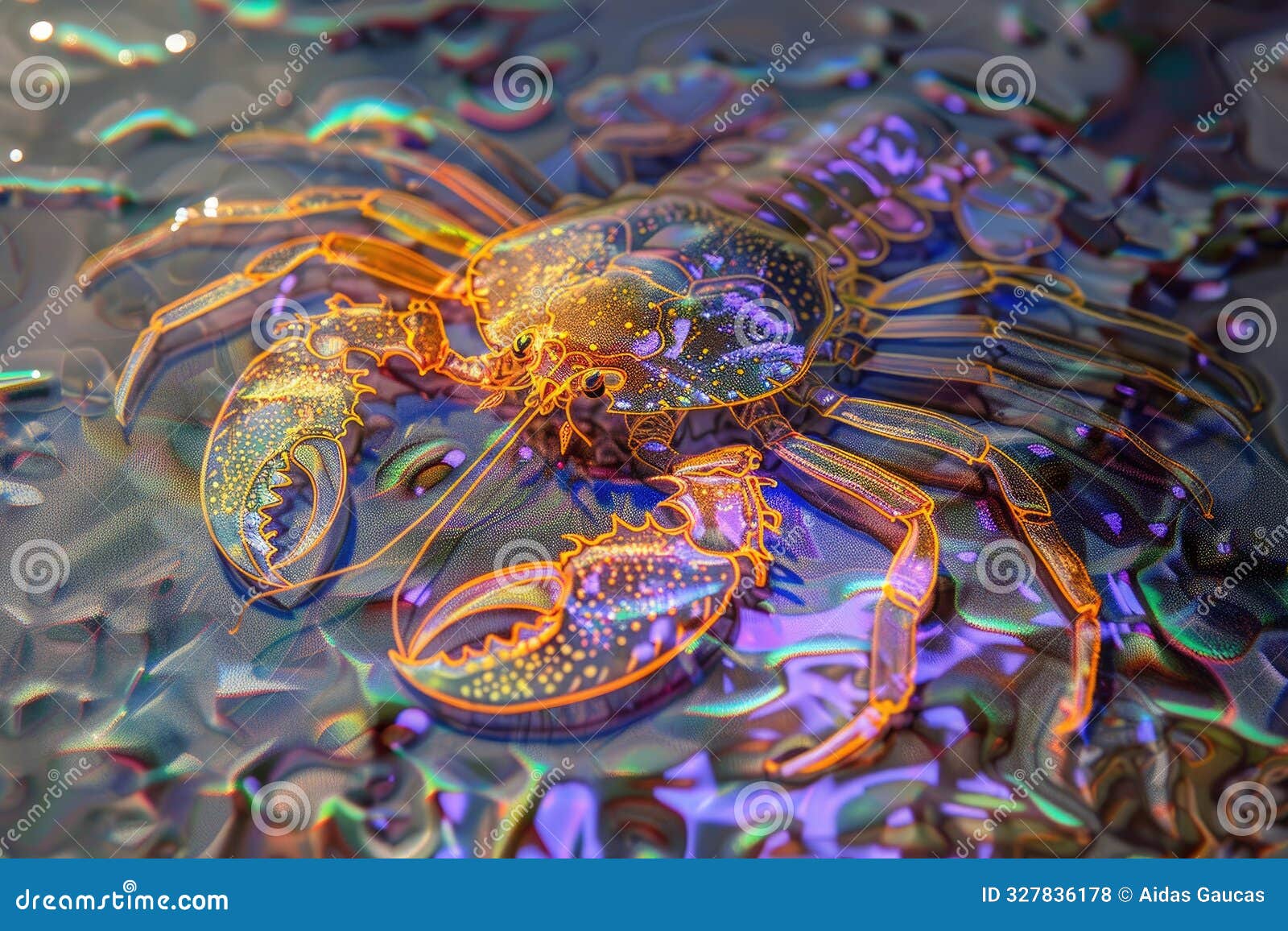 Detailed Holographic Crustacean Exoskeleton Design On Lasercut Surface ...