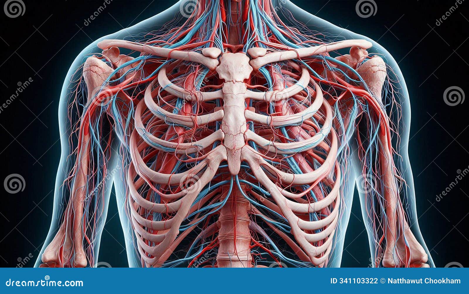 Detailed Human Anatomy with Vascular System Visualization Stock ...