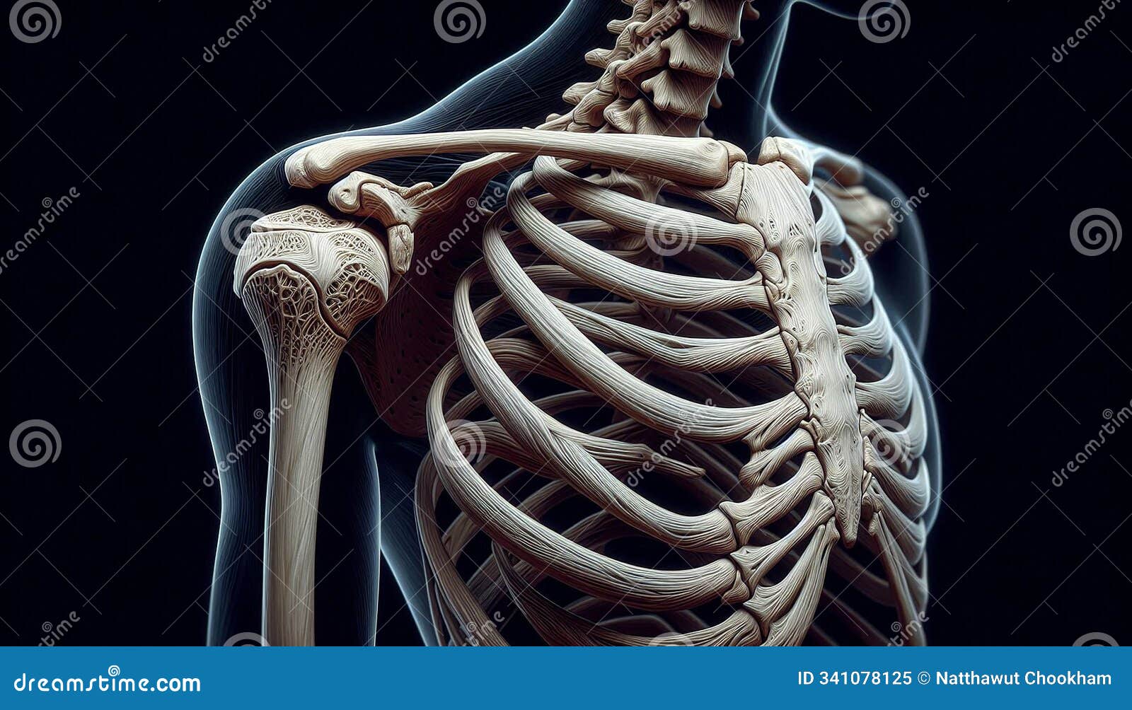 Detailed Human Skeleton Structure with Rib Cage Stock Illustration ...