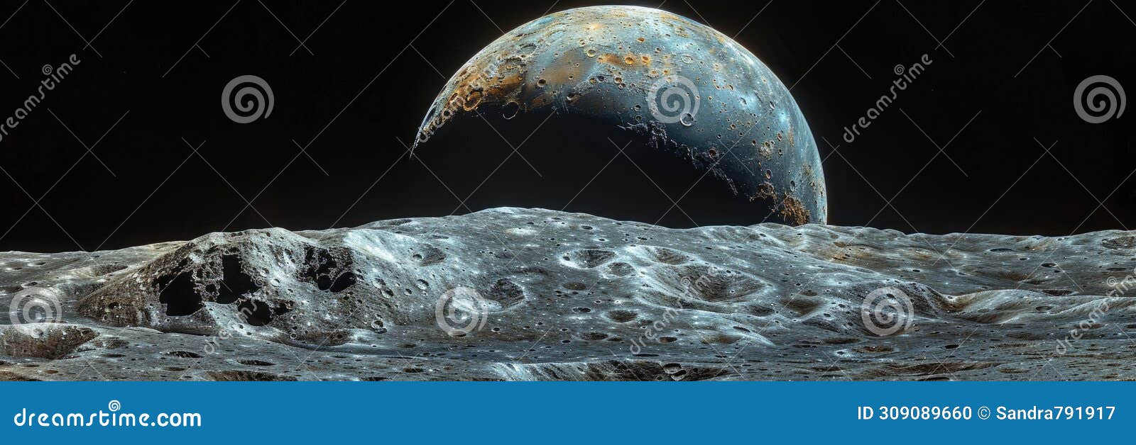 Close Up of Moon Surface stock photo. Image of astronomy - 309089660