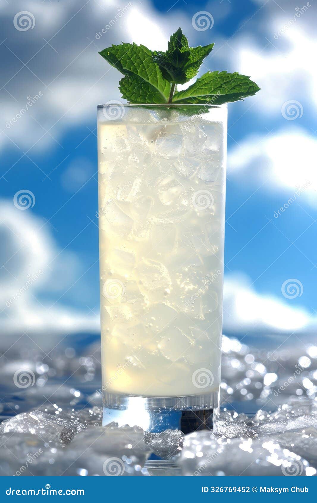 Detailed Hyper Realistic Mint Lemonade Product Poster on Light Blue Sky ...