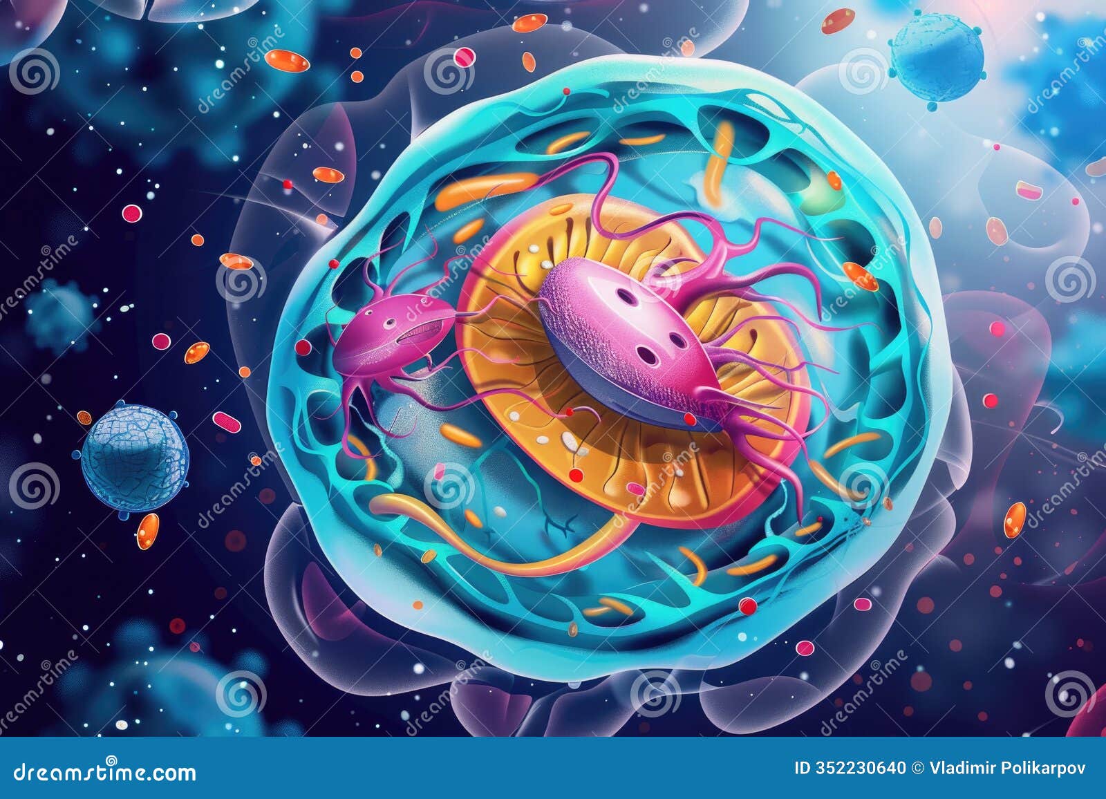 Detailed Illustration of a Cell Surrounded by Other Cells. Suitable for ...