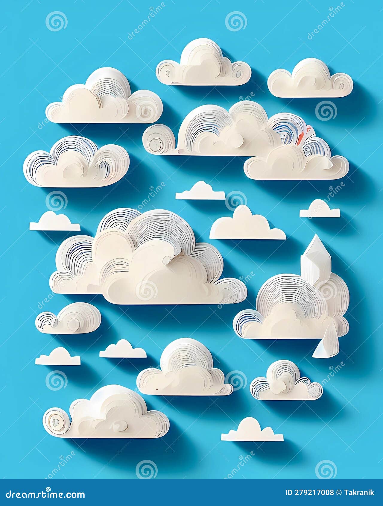 A Detailed Illustration of Clouds Quilled Paper Stock Illustration ...