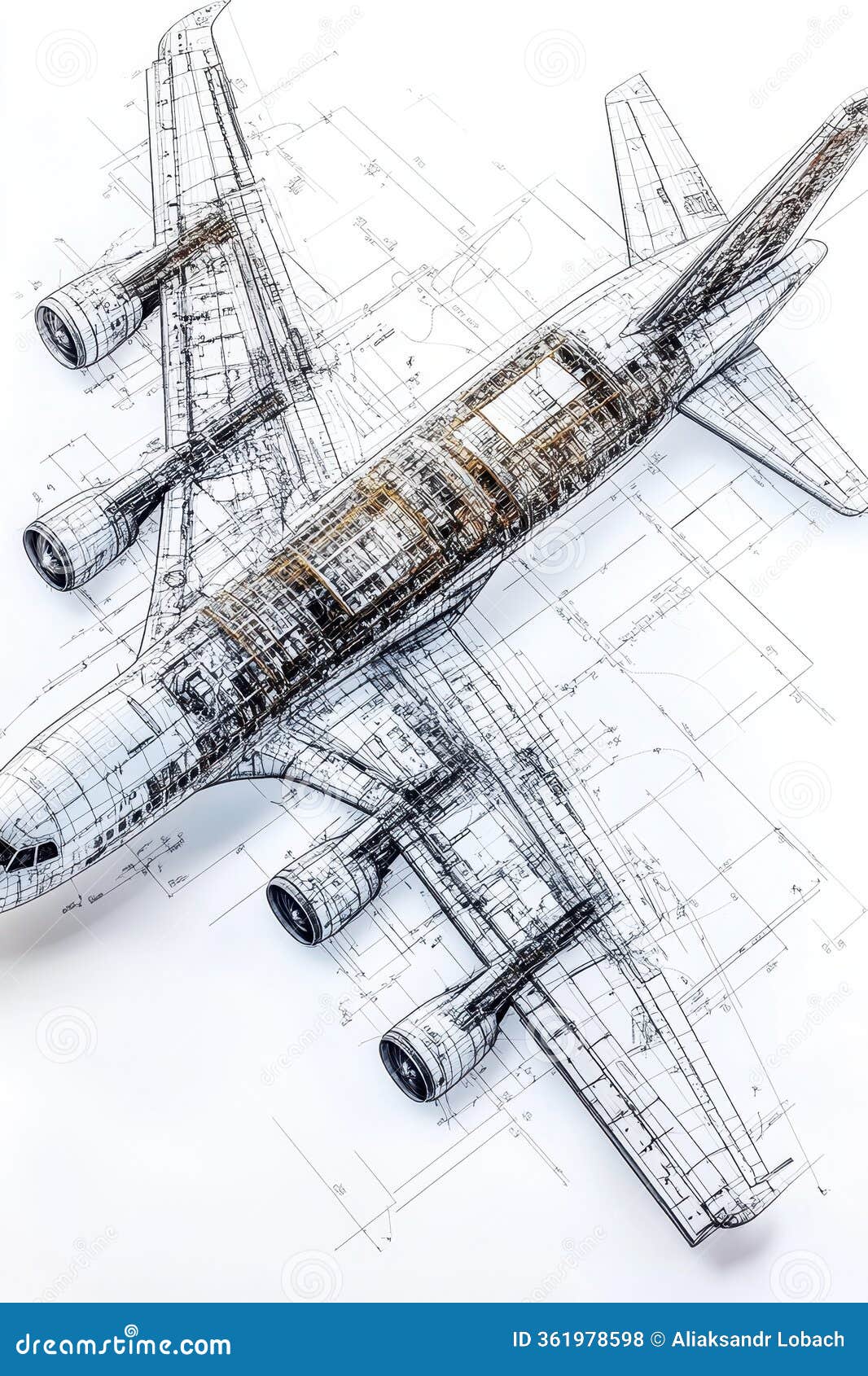 Detailed Illustration of a Complex Aircraft Design Showcasing the ...