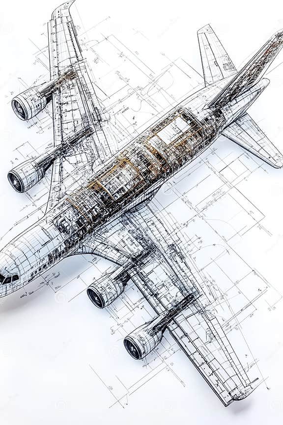 Detailed Illustration of a Complex Aircraft Design Showcasing the ...