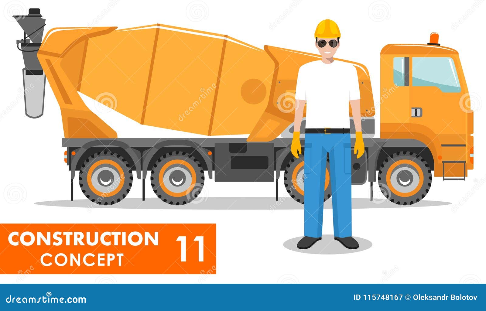 Worker Concept. Detailed Illustration of Workman, Builder, Driver and ...