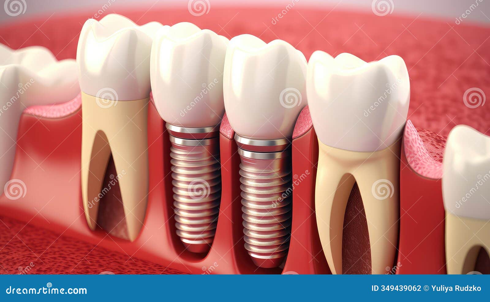 Detailed Illustration of a Dental Implant among Natural Teeth ...