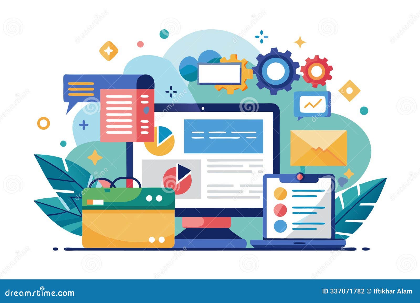 A Detailed Illustration Depicts a Computer Setup for Intranet Use ...