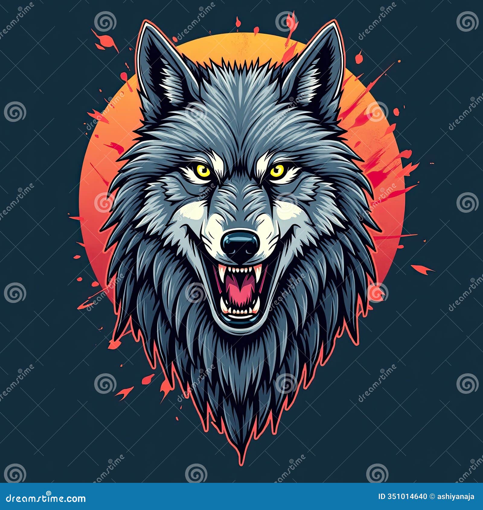 Detailed Illustration of a Fierce Wolf in a Dynamic Pose Stock ...