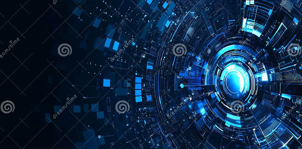 Detailed Illustration of a Futuristic Digital Technology Hi-tech Space ...