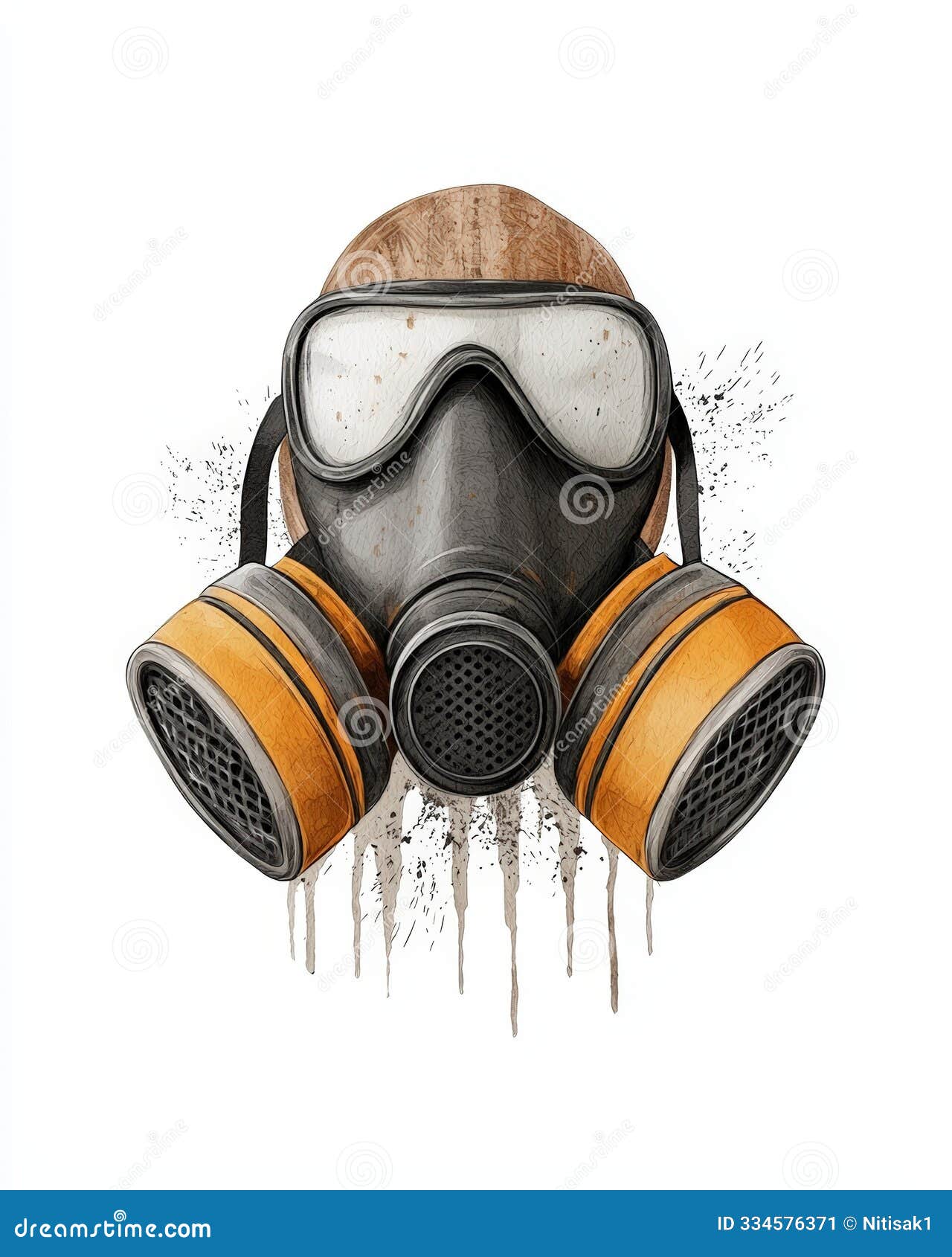 A Detailed Illustration of a Gas Mask Highlighting Its Design and ...