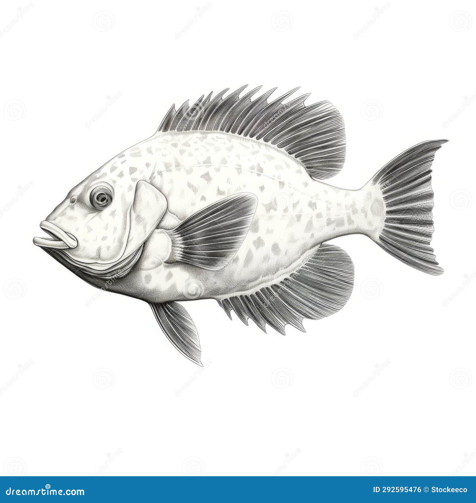 Detailed Illustration of Halibut Fish on White Background Stock ...