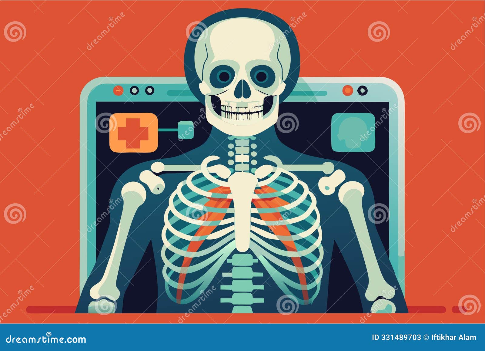 A Detailed Illustration of a Human Skeleton Displayed on a Screen ...