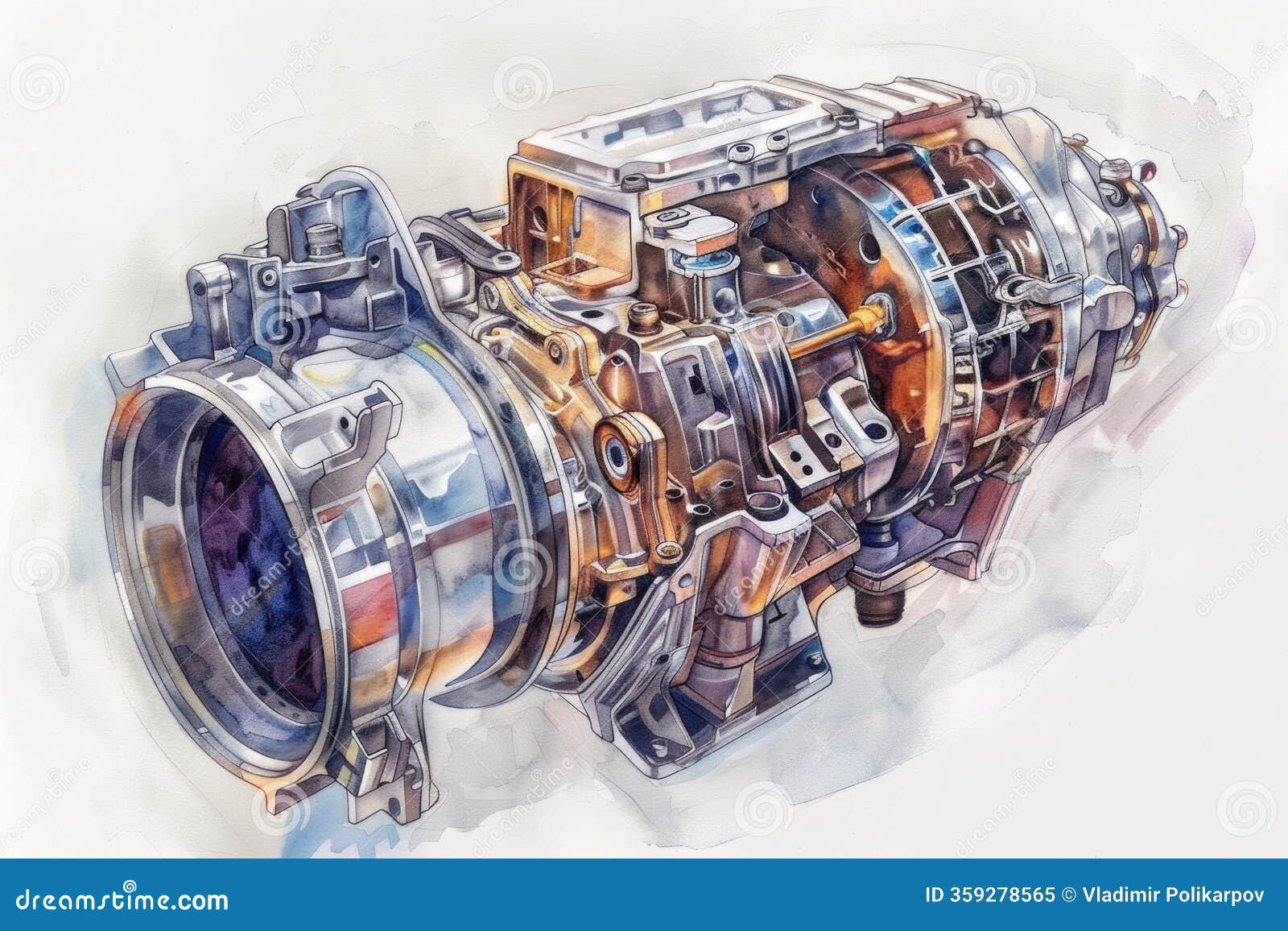 A Detailed Illustration of a Jet Engine on a White Background, Suitable ...