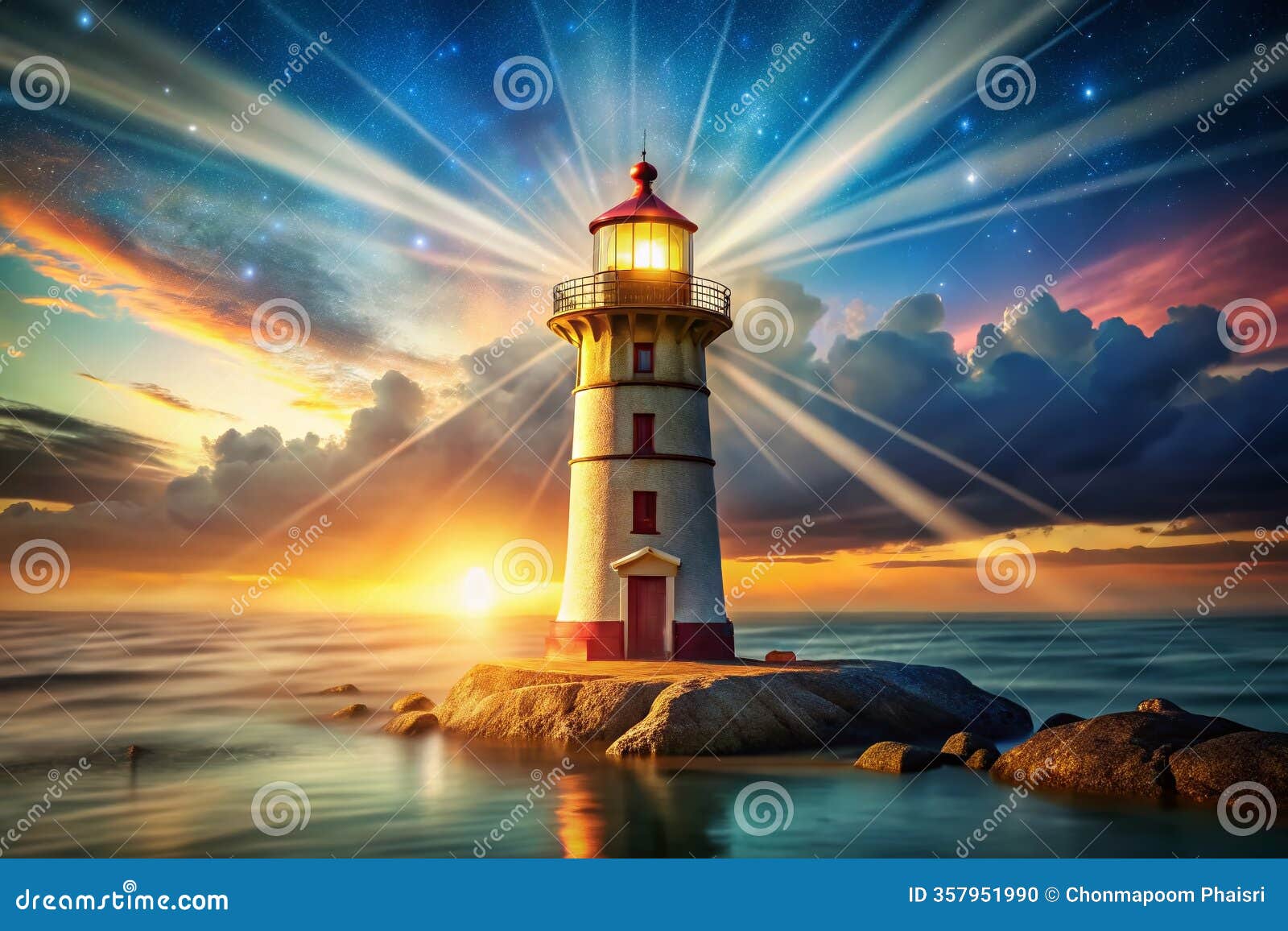 Detailed Illustration of a Lighthouse Closeup View of Texture Light ...