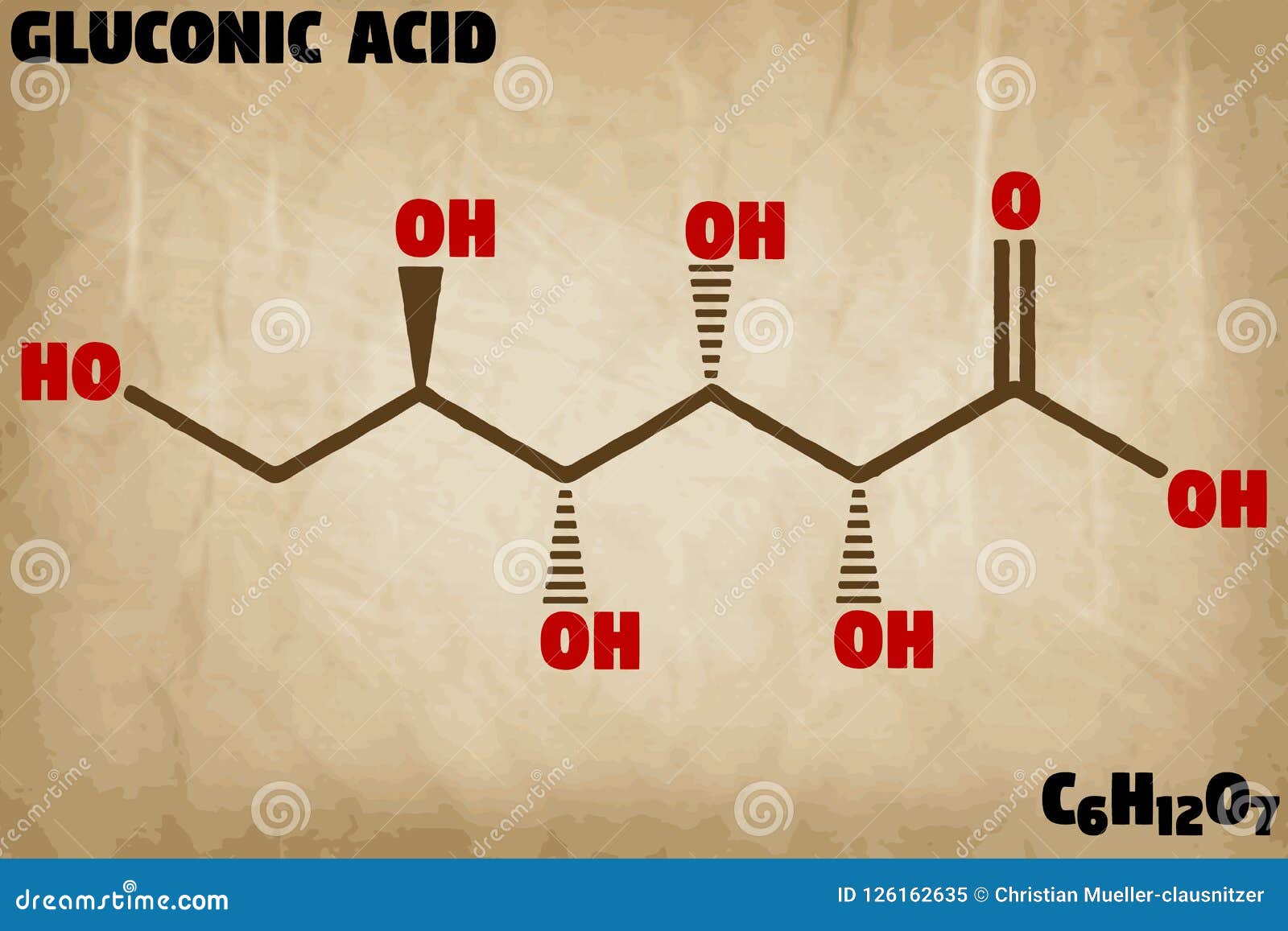 Gluconic Acid. PHA Polyhydroxy Acid. Structural Chemical Formula And ...