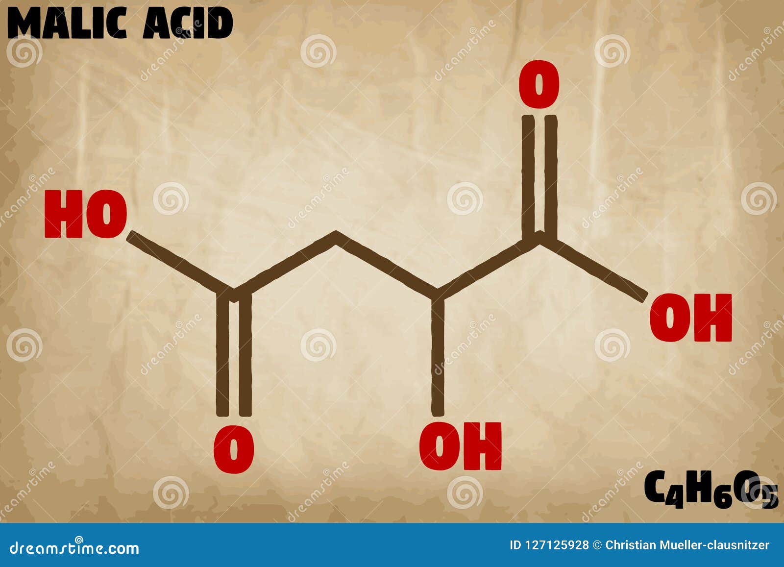 Malic Acid. AHA Alphahydroxy Acid. Structural Chemical Formula And ...