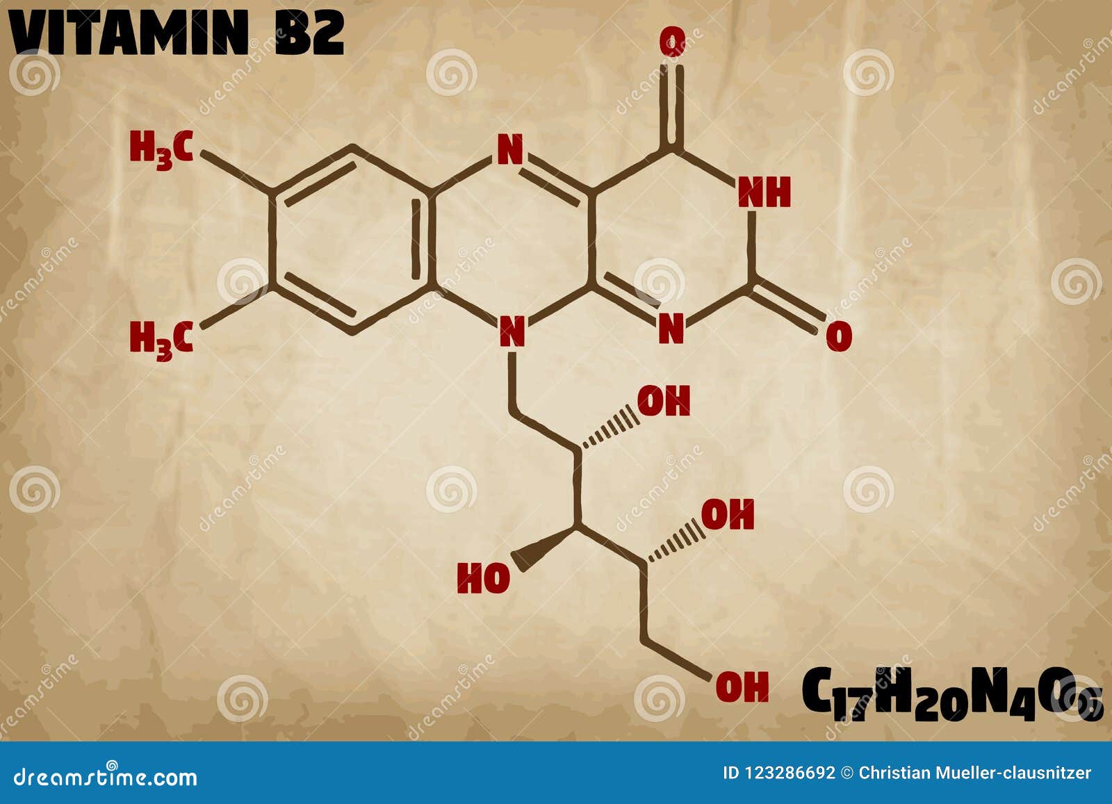 Detailed Illustration of the Molecule of Vitamin B2 Stock Vector ...