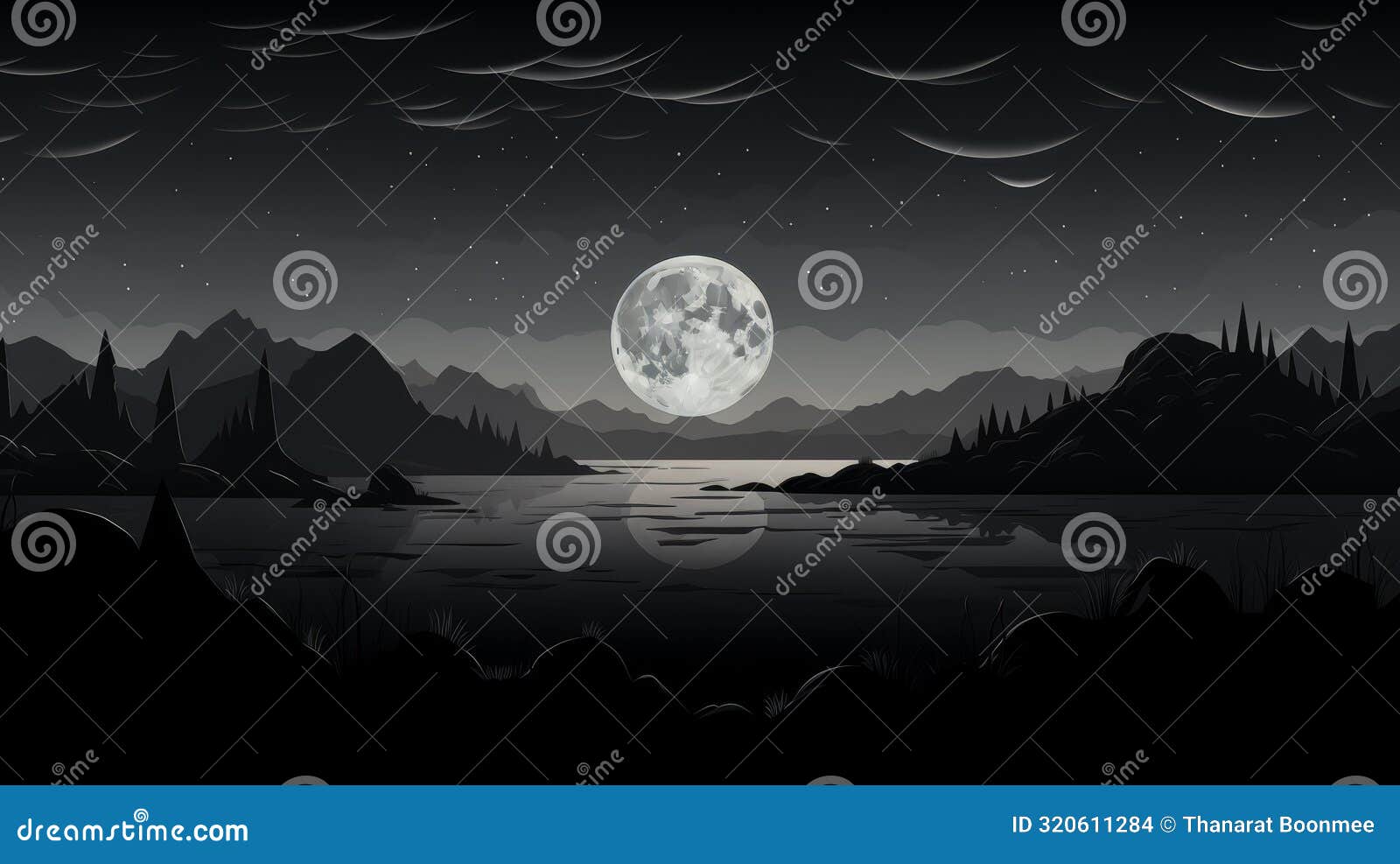 Detailed Illustration of Moons Surface with Shadows and Rocky Mountains ...