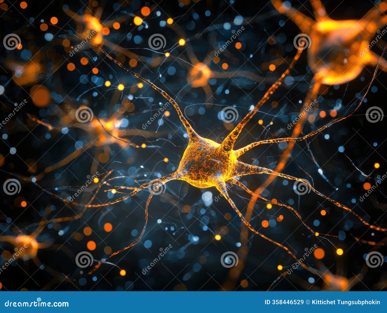 Detailed Illustration of Multiple Interconnected Neurons in a Nervous ...