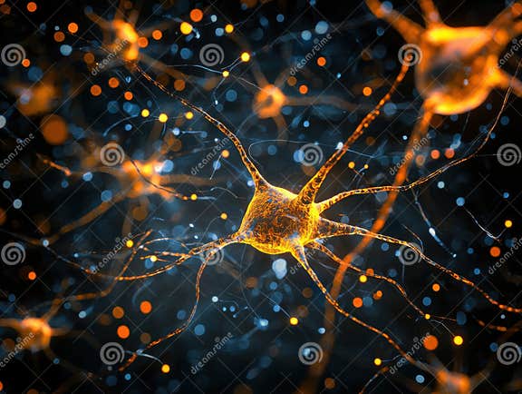 Detailed Illustration of Multiple Interconnected Neurons in a Nervous ...