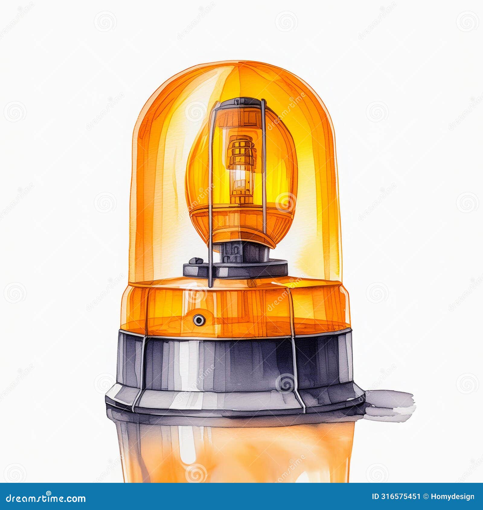 This is a Detailed Illustration of an Orange Emergency Light. the ...