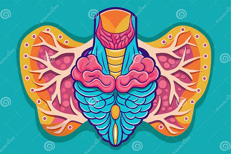 A Detailed Illustration of the Thyroid Gland Emphasizing Its Anatomy ...