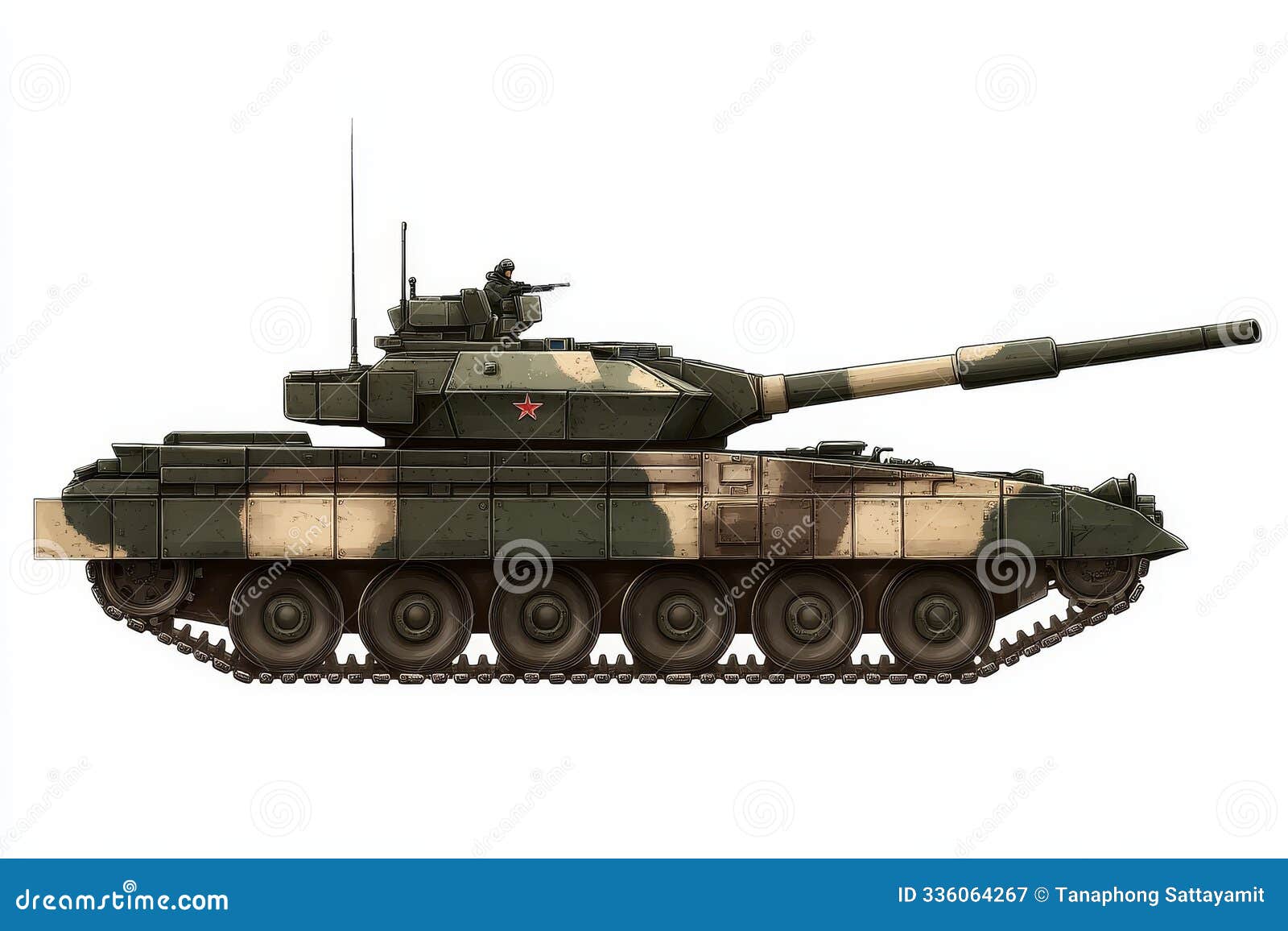 A Detailed Illustration of a Type 99 Main Battle Tank in Side View this ...