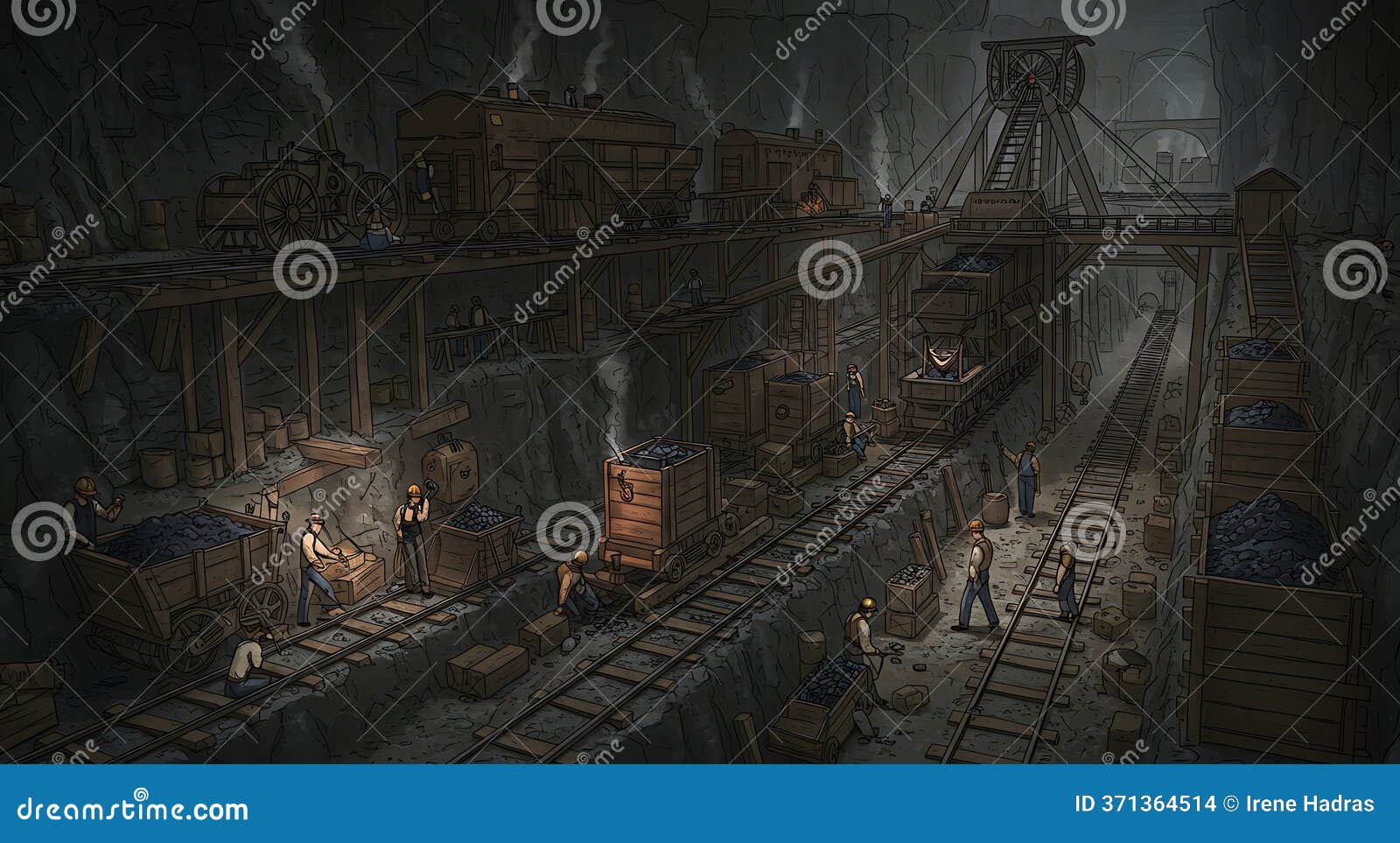 Underground Mining Copper Production Icon Doodle Illustration ...