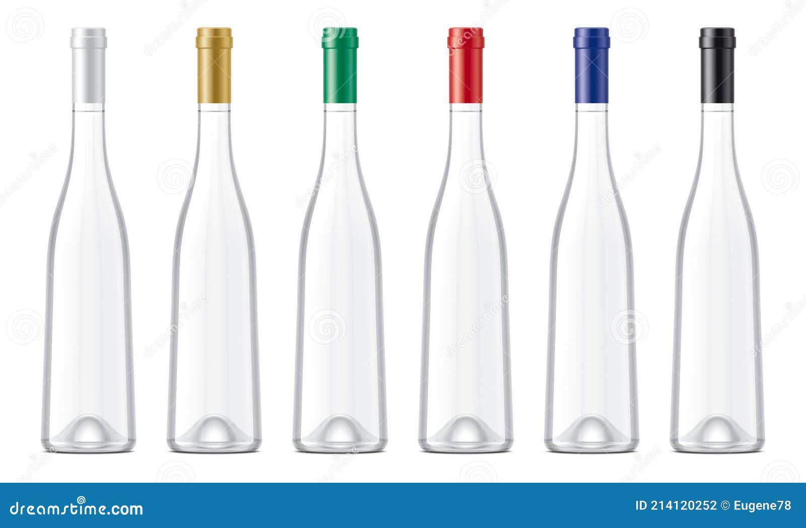 Set of Bottles with Color Caps. Stock Vector - Illustration of dark ...