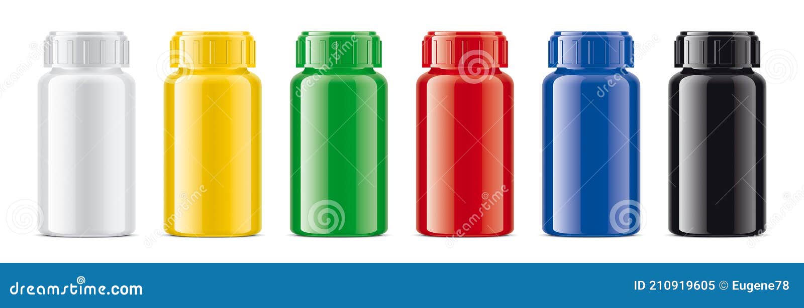 Set of Glossy Colored Plastic Bottles. Stock Vector - Illustration of ...