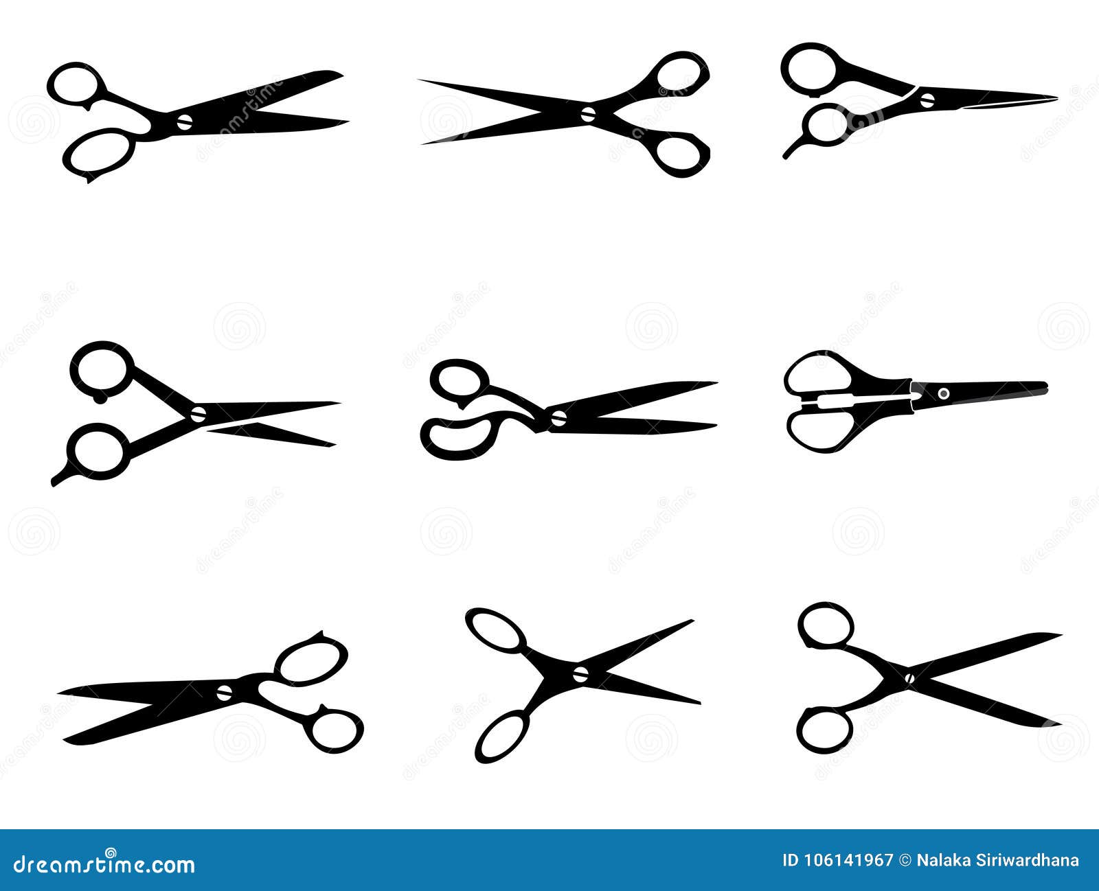 Vector set of scissors stock vector. Illustration of sever - 106141967