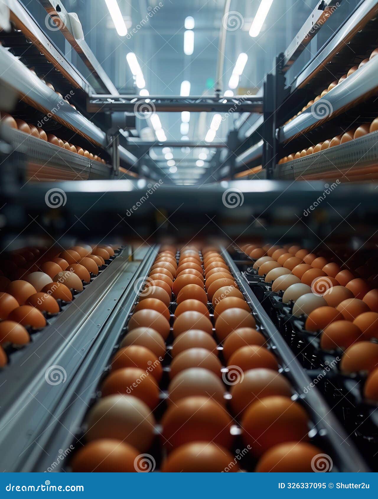 Detailed Image of an Automated Egg Collection and Sorting Line ...