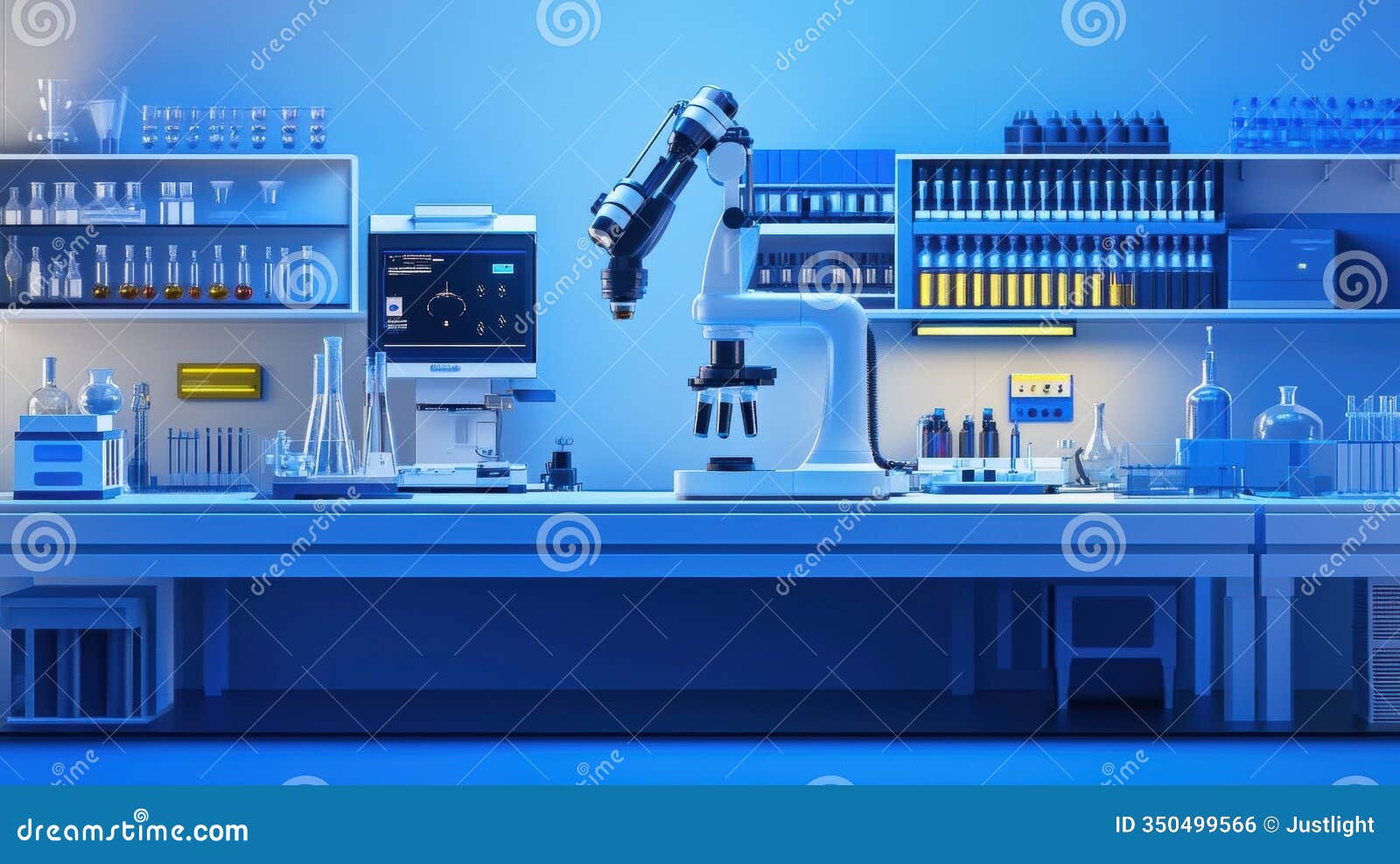 Detailed Image of an Automated Laboratory Workstation with Various ...