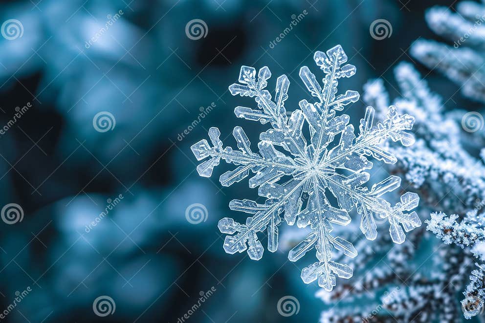 A Detailed Image Capturing a Snowflake Resting on the Branches of a ...