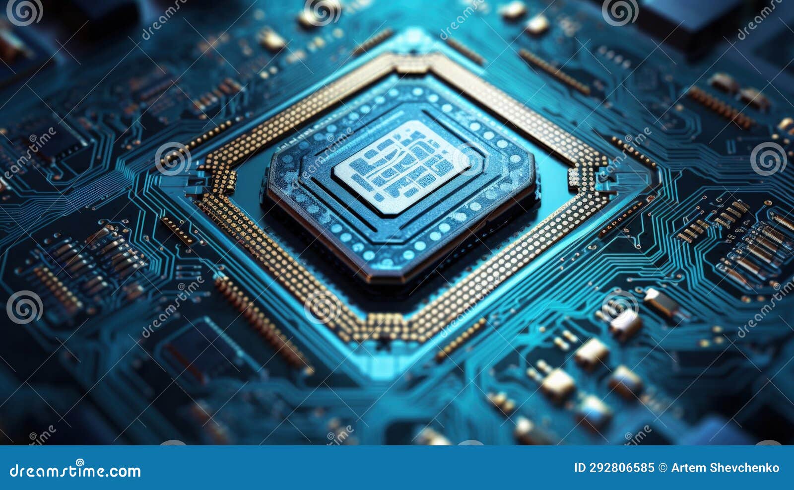 Detailed Image of a Chip or Microcircuit Representing Computer Concept ...