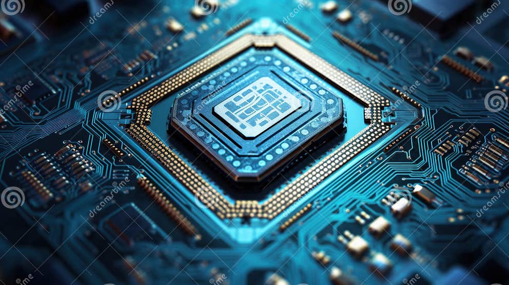 Detailed Image of a Chip or Microcircuit Representing Computer Concept ...